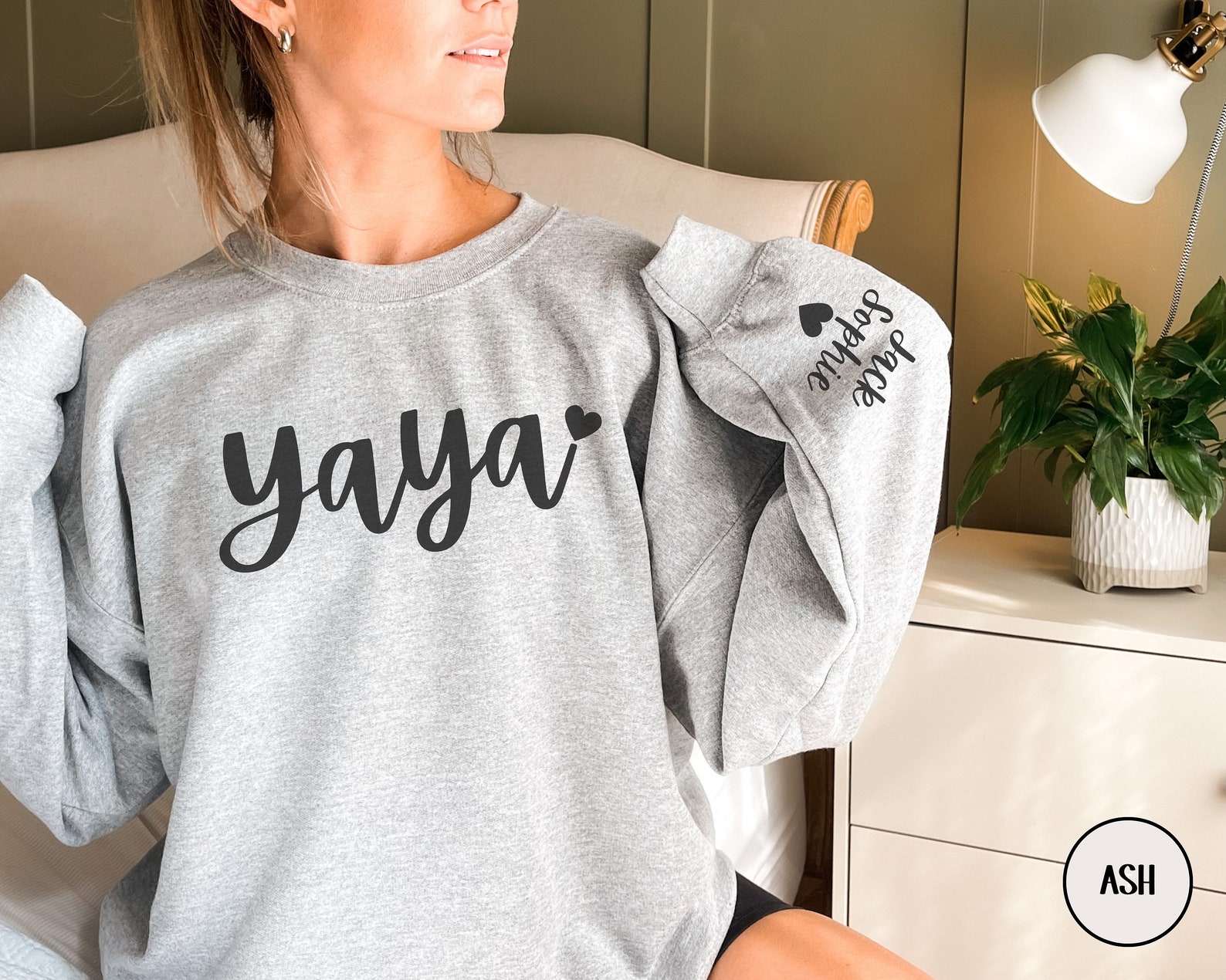 CUSTOM Yaya Sweatshirt With Kids Names on Sleeve, Personalized Yaya ...