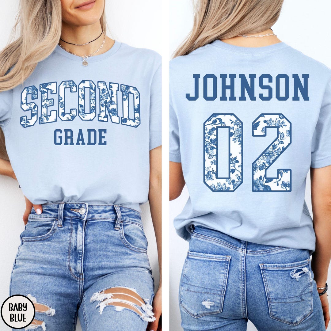 CUSTOM Second Grade Team Shirt, Blue Toile De Jouy 2nd Grade Teacher ...