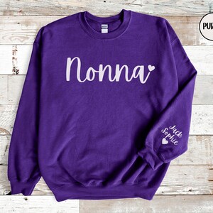 CUSTOM Nonna Sweatshirt With Kids Names on Sleeve, Personalized Nonna Sweater, Nonna Gift From ...