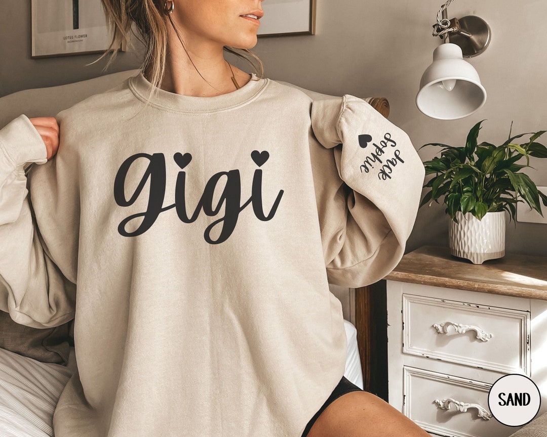 CUSTOM Gigi Sweatshirt With Kids Names on Sleeve, Personalized Gigi ...
