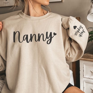 CUSTOM Nanny Sweatshirt With Kids Names on Sleeve, Personalized Nanny ...