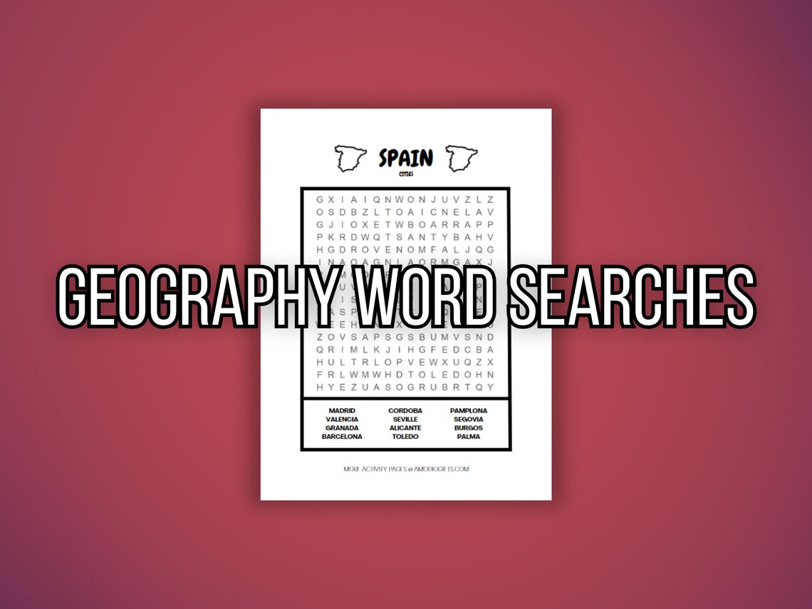 Geography Word Search Printable Word Search for Kids Digital Download ...