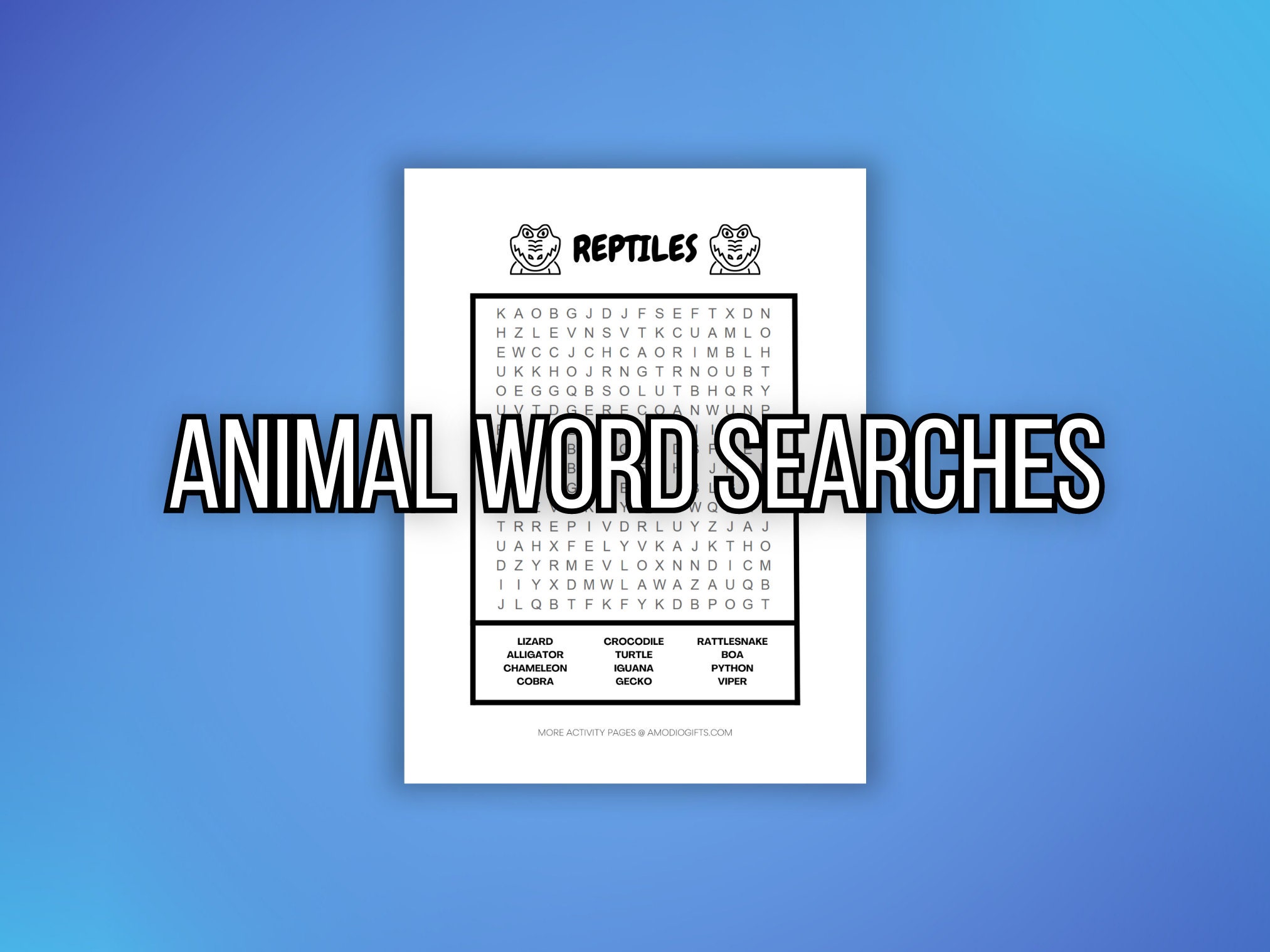 Animal Word Search for Kids Word Search Puzzle Printable Word Search ...