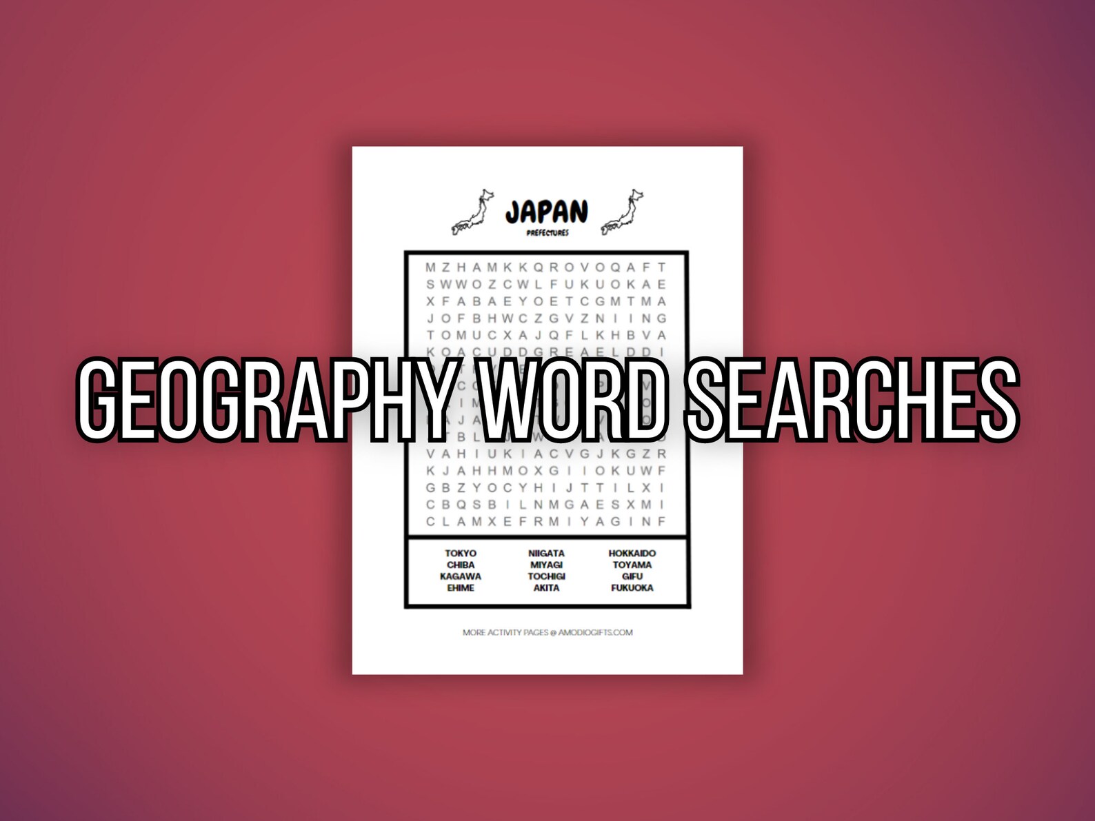 Geography Word Search Printable Word Search for Kids Digital Download ...