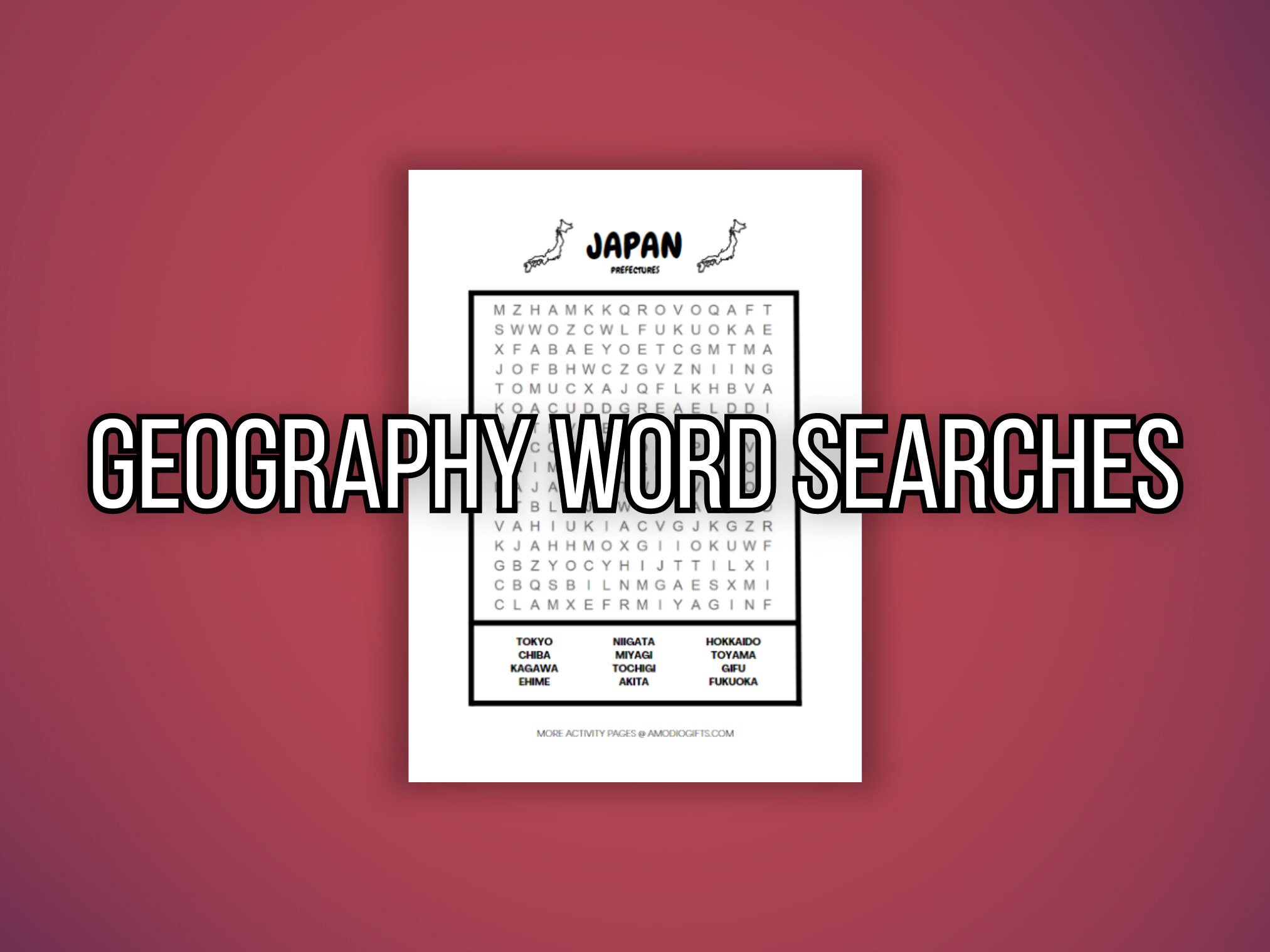 Geography Word Search Printable Word Search for Kids Digital Download ...