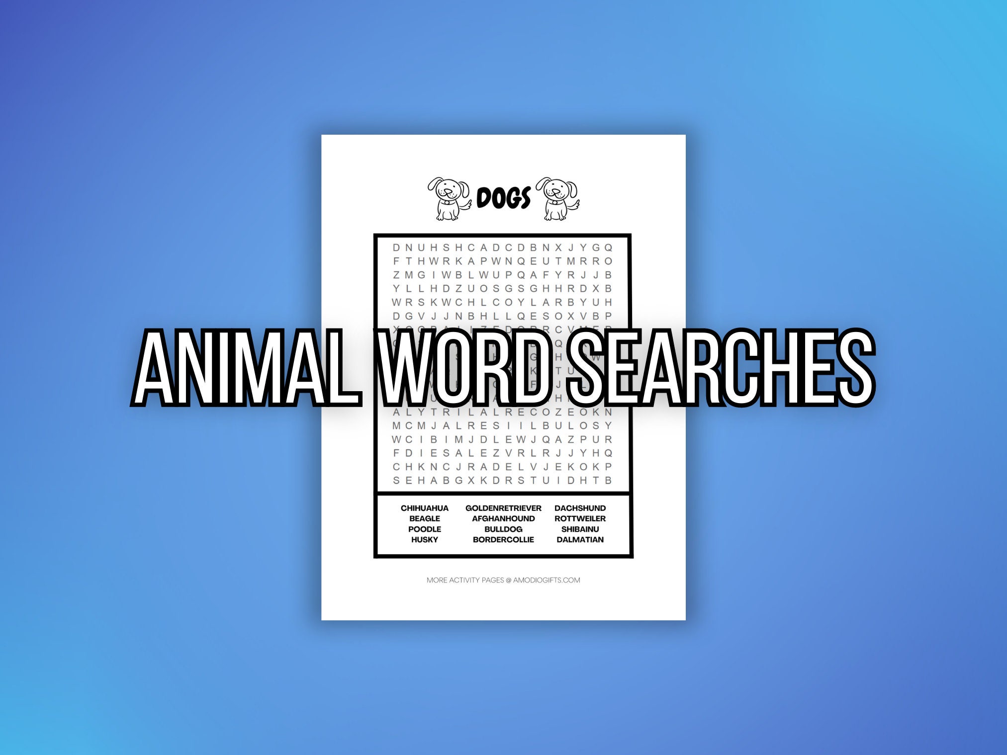 Animal Word Search for Kids Word Search Puzzle Printable Word Search ...