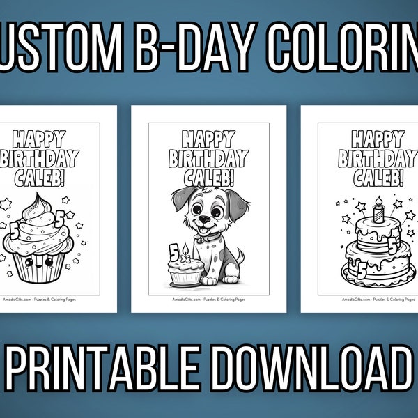 Custom Birthday Coloring Pages for Kids - Etsy