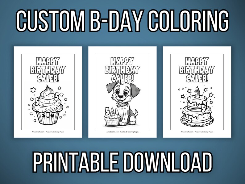 CUSTOM Birthday Coloring Book Personalized Coloring Pages for Kids ...