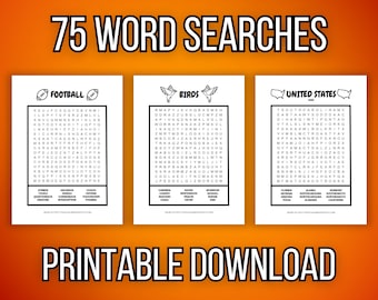 25 Printable Word Search Pages for Kids, Instant Digital Download, Word ...