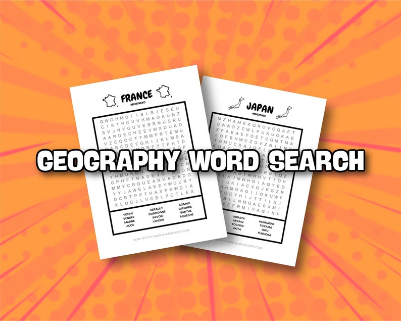 Geography Word Search Printable Word Search for Kids Digital - Etsy