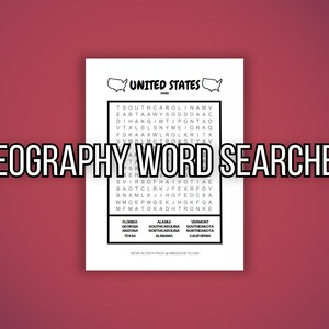 Geography Word Search Printable Word Search for Kids Digital Download ...