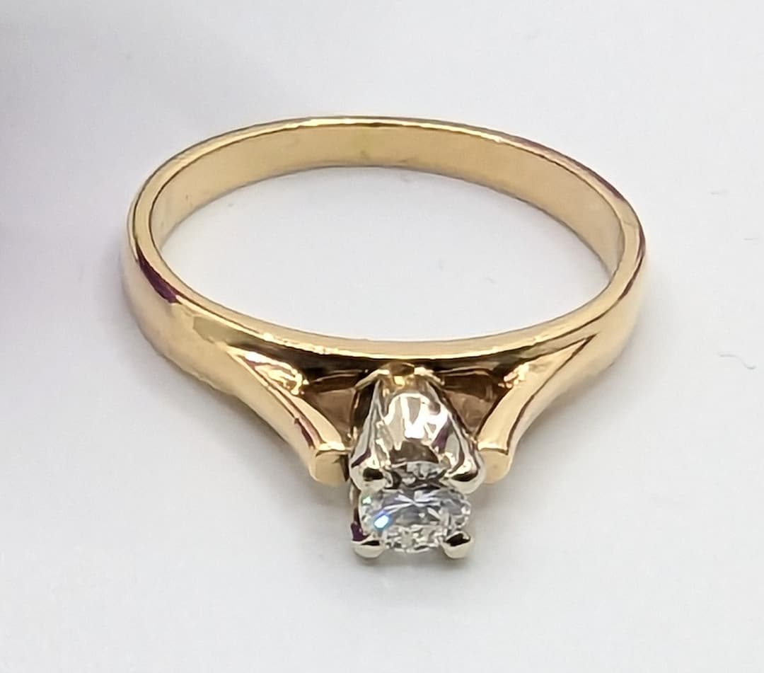 14K Gold Ladies Ring With Real Diamond - Etsy