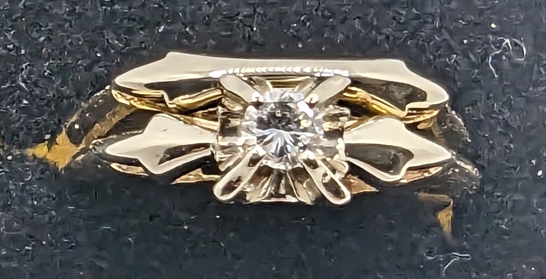 Ladies 14 Kt Diamond Engagement Ring With Matching Band - Etsy