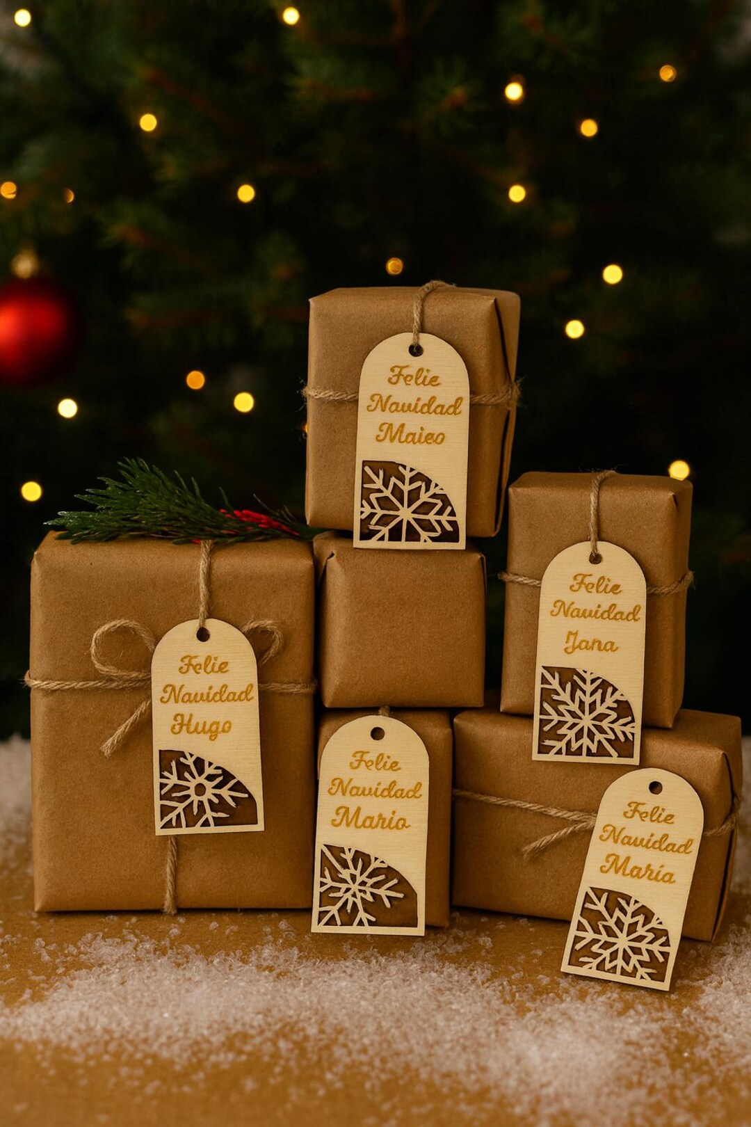 Labels De Regalo De Navidad Madera Personalizedizadas With Name Copo De ...