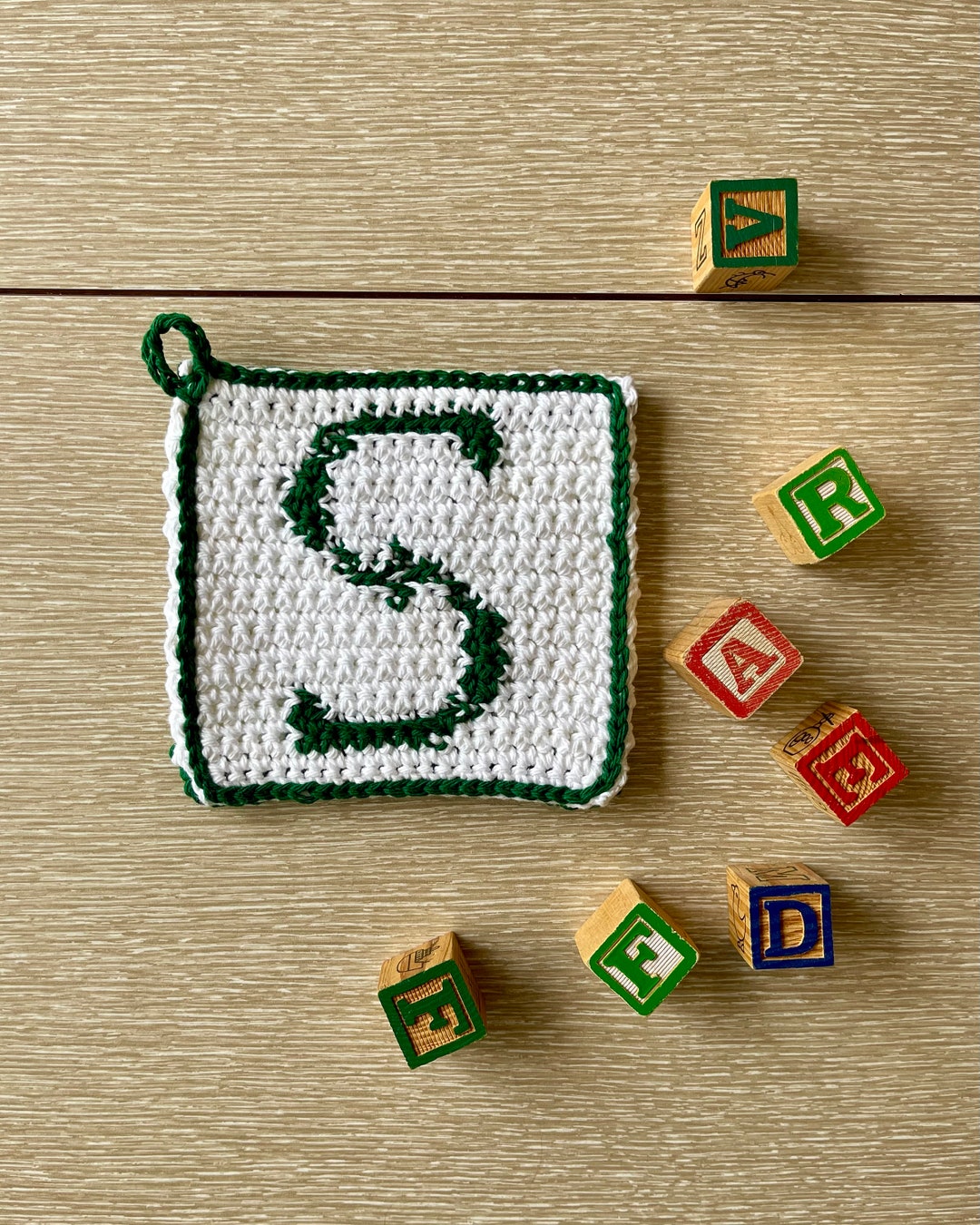 Handmade Crochet "s" Letter Block Style Potholder - Double Layer - Etsy