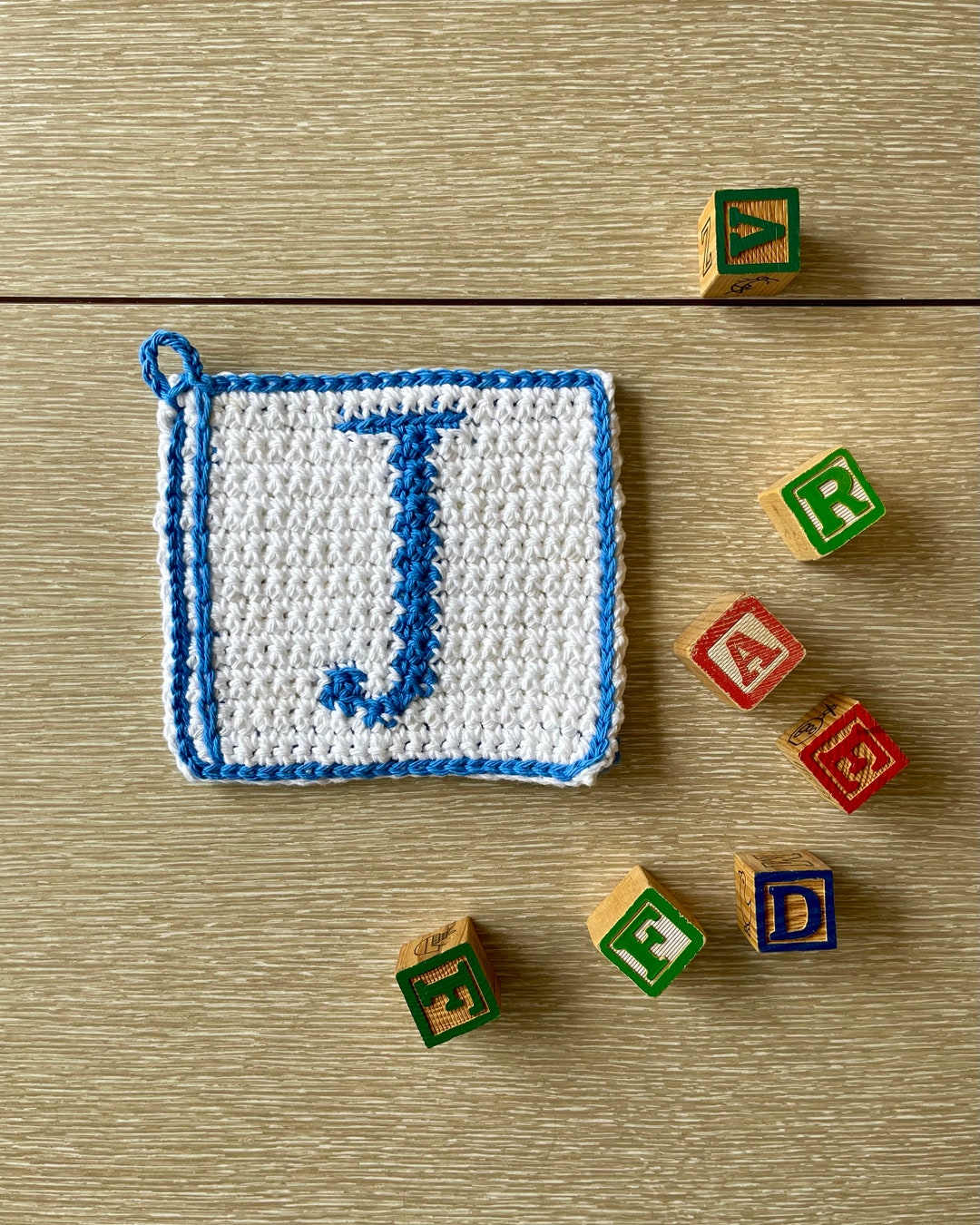 Handmade Crochet "j" Letter Block Style Potholder - Double Layer - Etsy