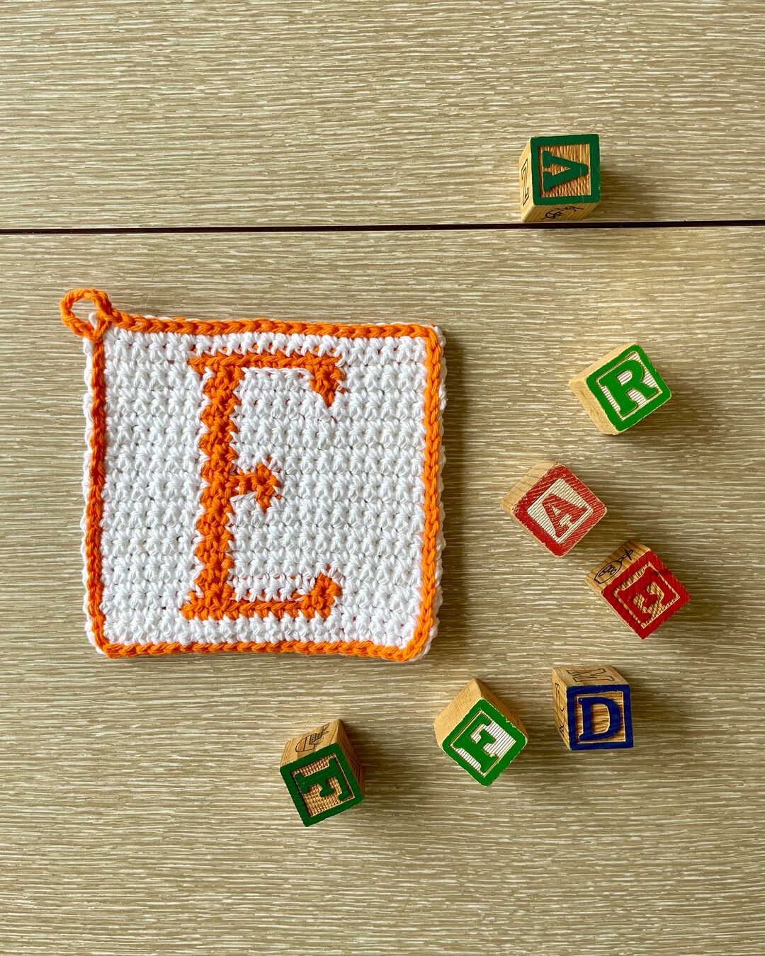 Handmade Crochet "e" Letter Block Style Potholder - Double Layer - Etsy