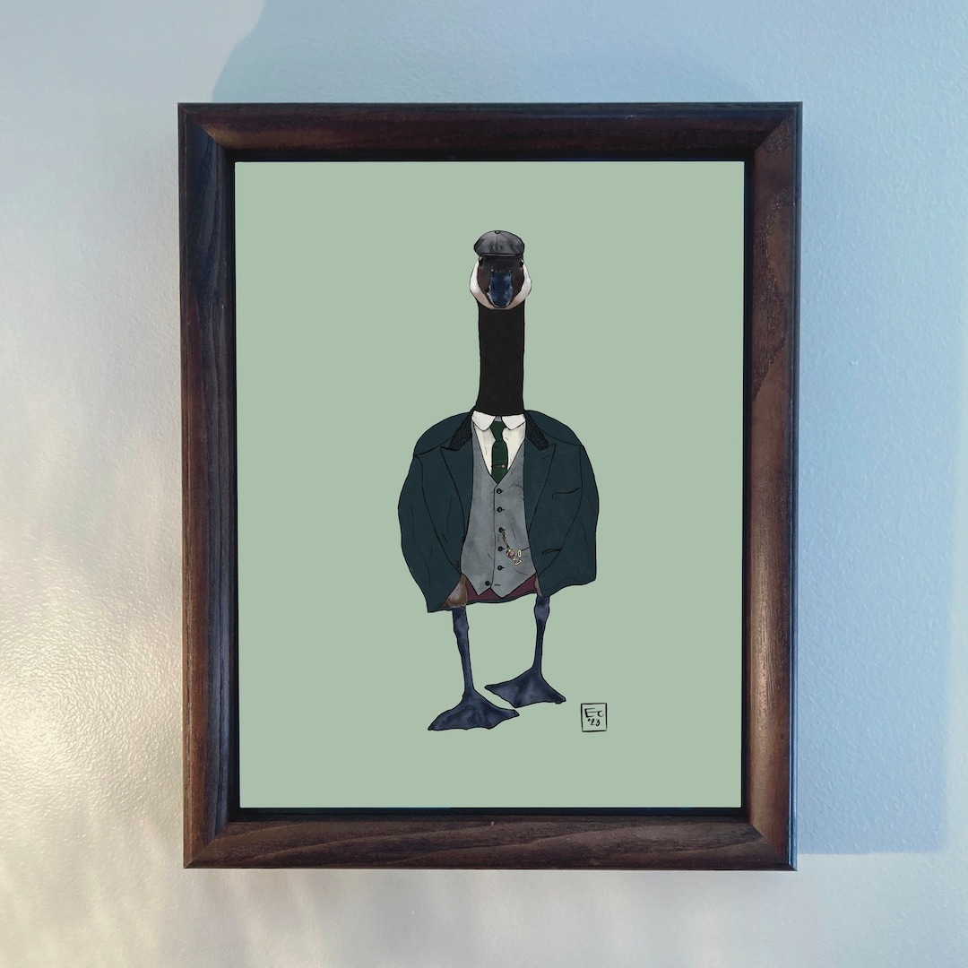Old Fashioned 1920s Style Gangster Goose Hand Drawn Digital Quirky ...