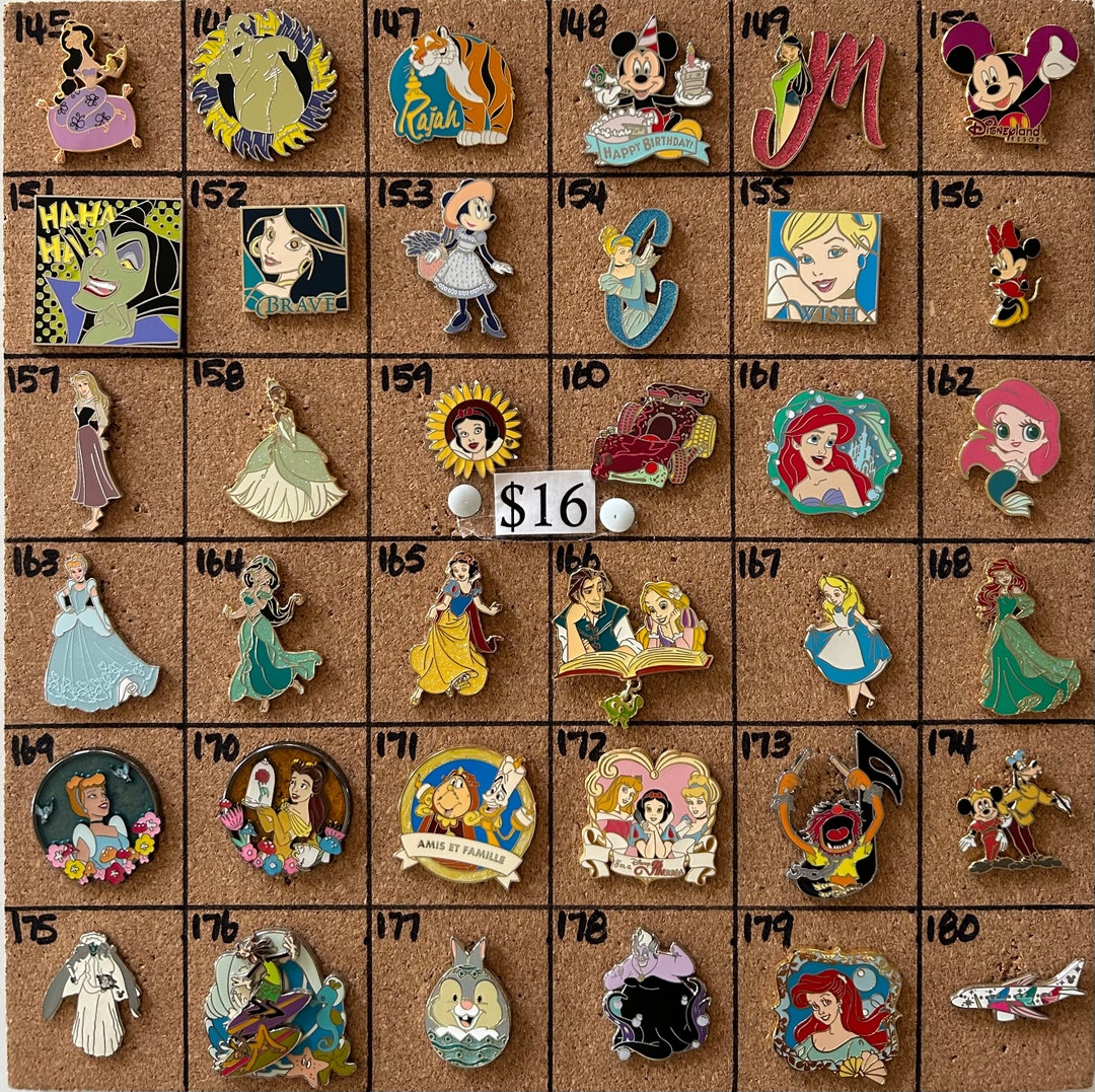 Disney Princess Pins Ariel Aurora Cinderella Jasmine Snow White Tiana ...