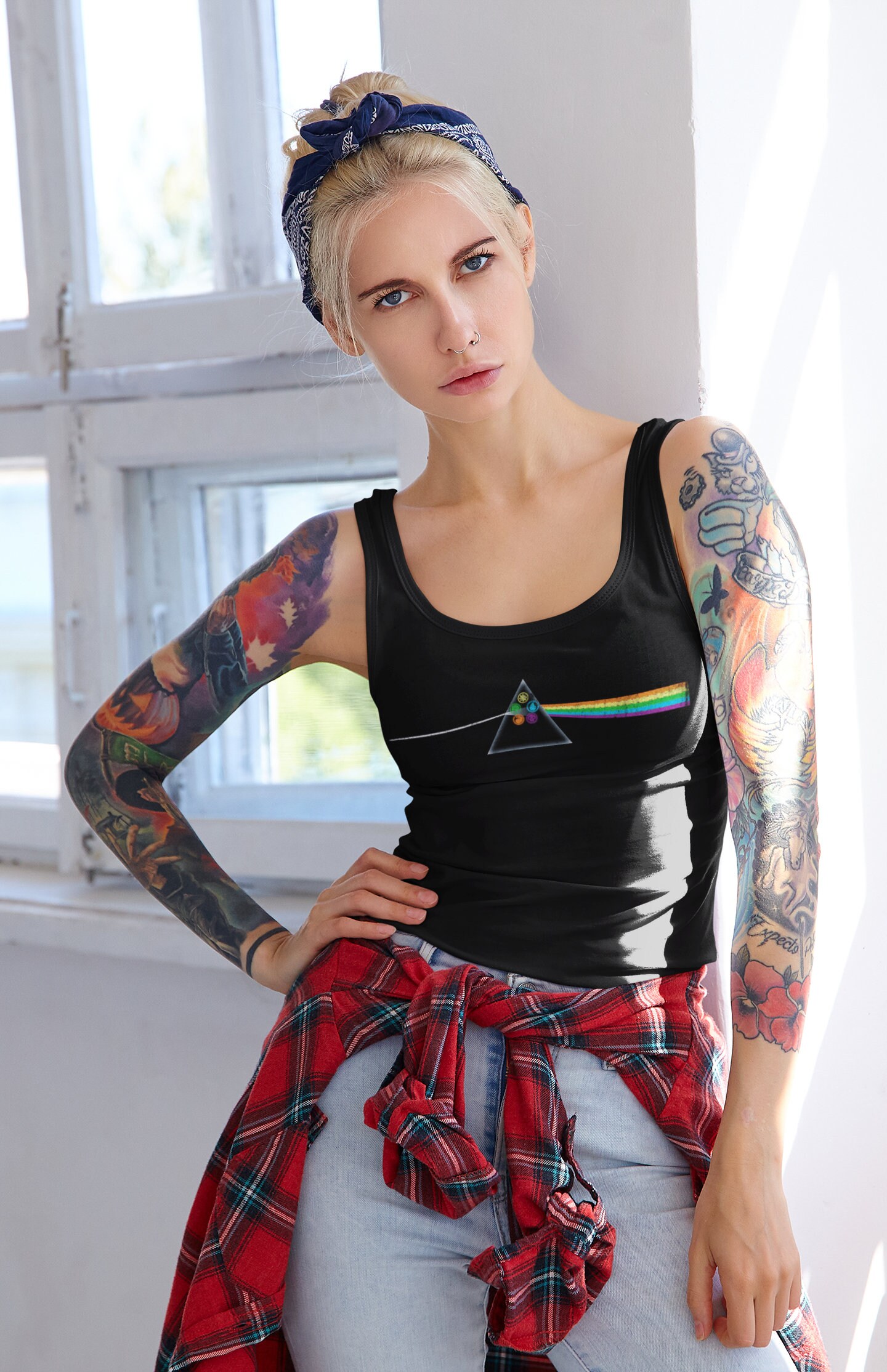 Dark Side of the MTG Distressed, Womens Racerback Tank Top, Pink Floyd ...