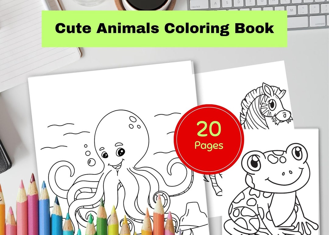 Cute Home Animals Coloring Book Digital Pages Children Fun Books ...