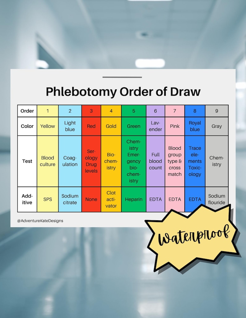 Phlebotomy Order of Draw & Lab Values Badge Card (digital Download) - Etsy
