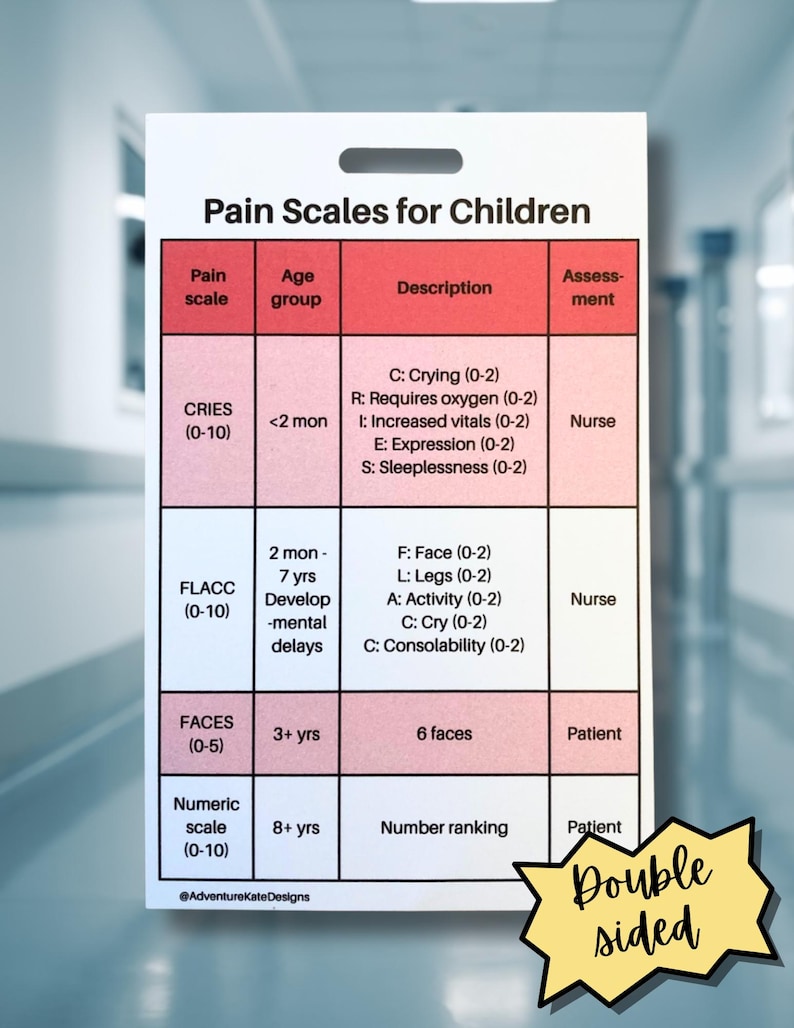 Pediatric Vital Signs & Pain Scales Waterproof Nurse Badge Buddy - Etsy