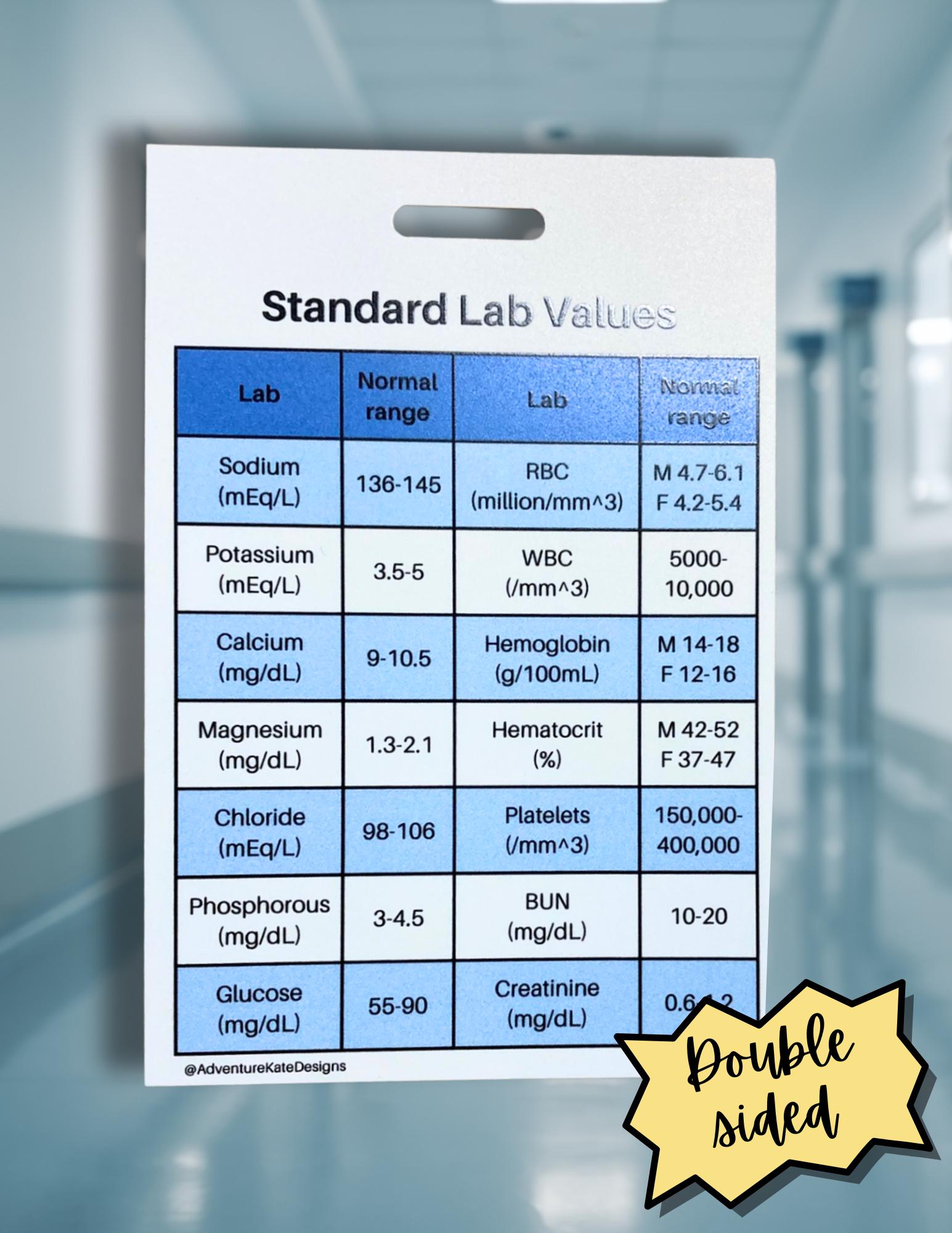 Phlebotomy Badge Card Bundle: Order of Draw, Standard Lab Values ...