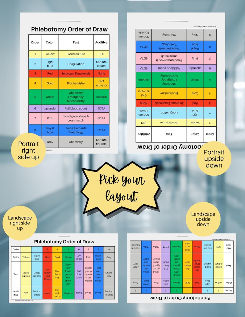 Nurse's Reference Companion: Phlebotomy Order of Draw & Standard Lab Values Badge Card - Etsy