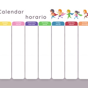 Activity Calendar Meal Planner Schedule Organizer Family Kids Days of ...