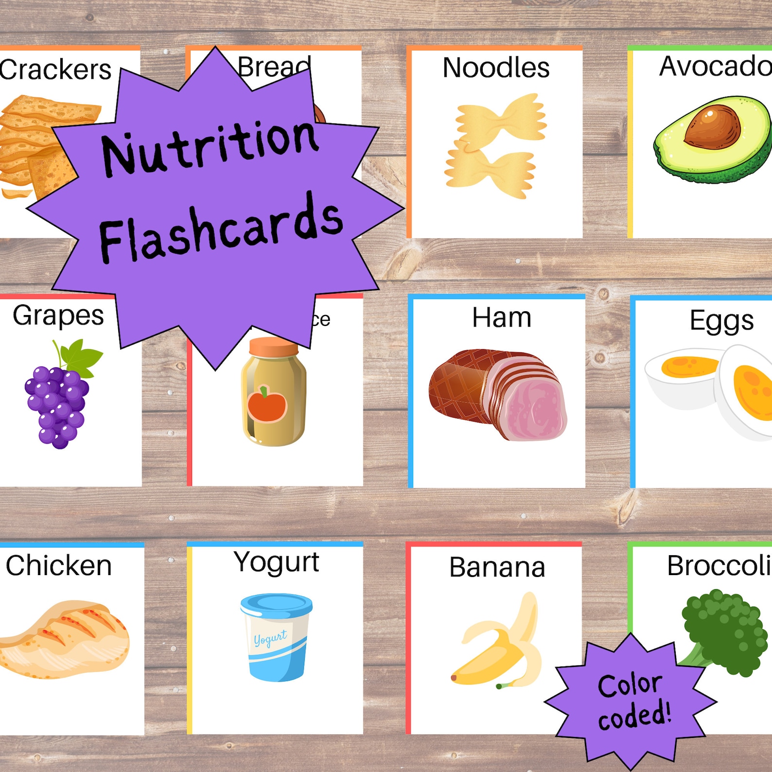 Nutri-kids Color-coded Flashcards | Healthy Eating & Learning for ...