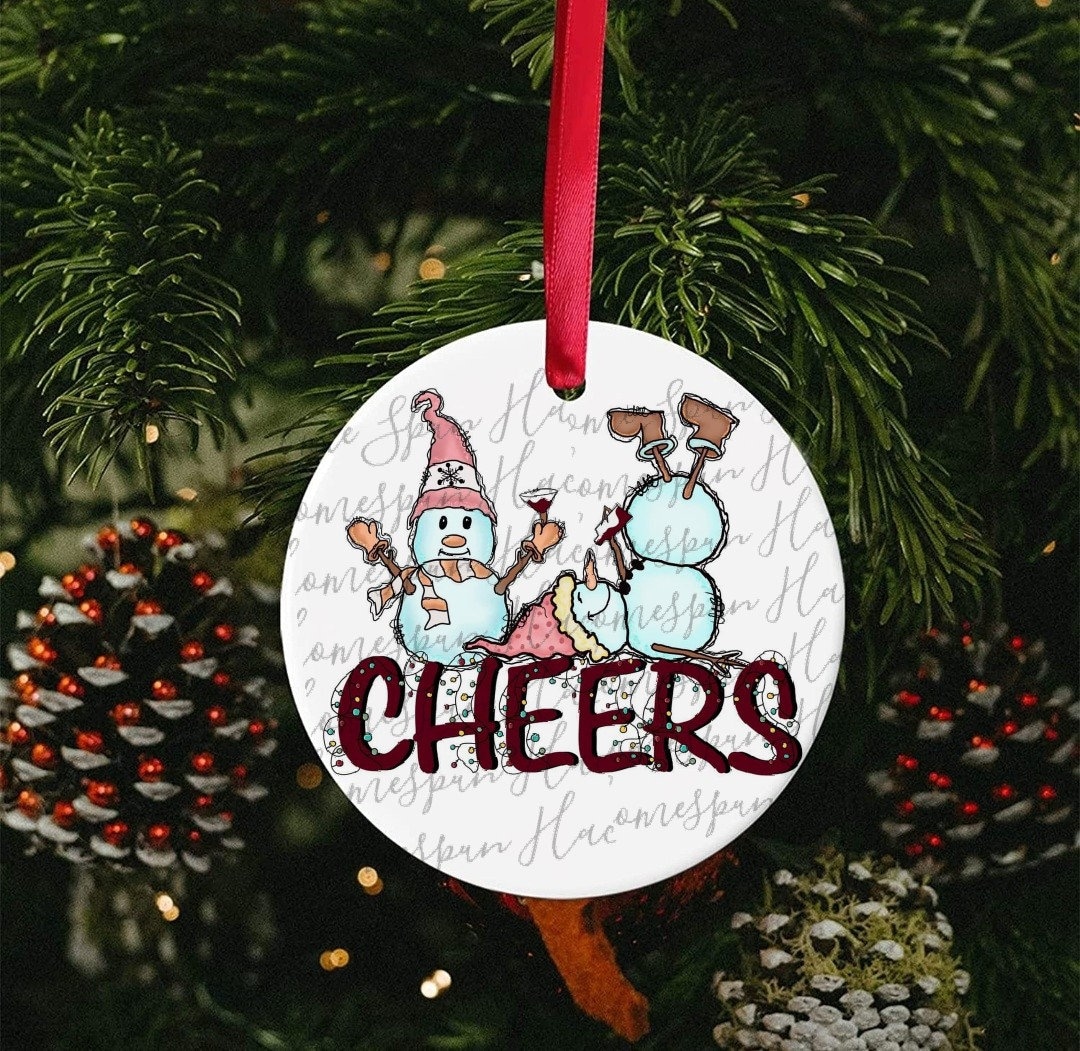 Cheers Drunk Snowman Ceramic Ornament - Etsy