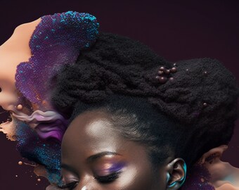 Beautiful Melanin Woman With Cosmic Opal Drippings, PNG, African ...