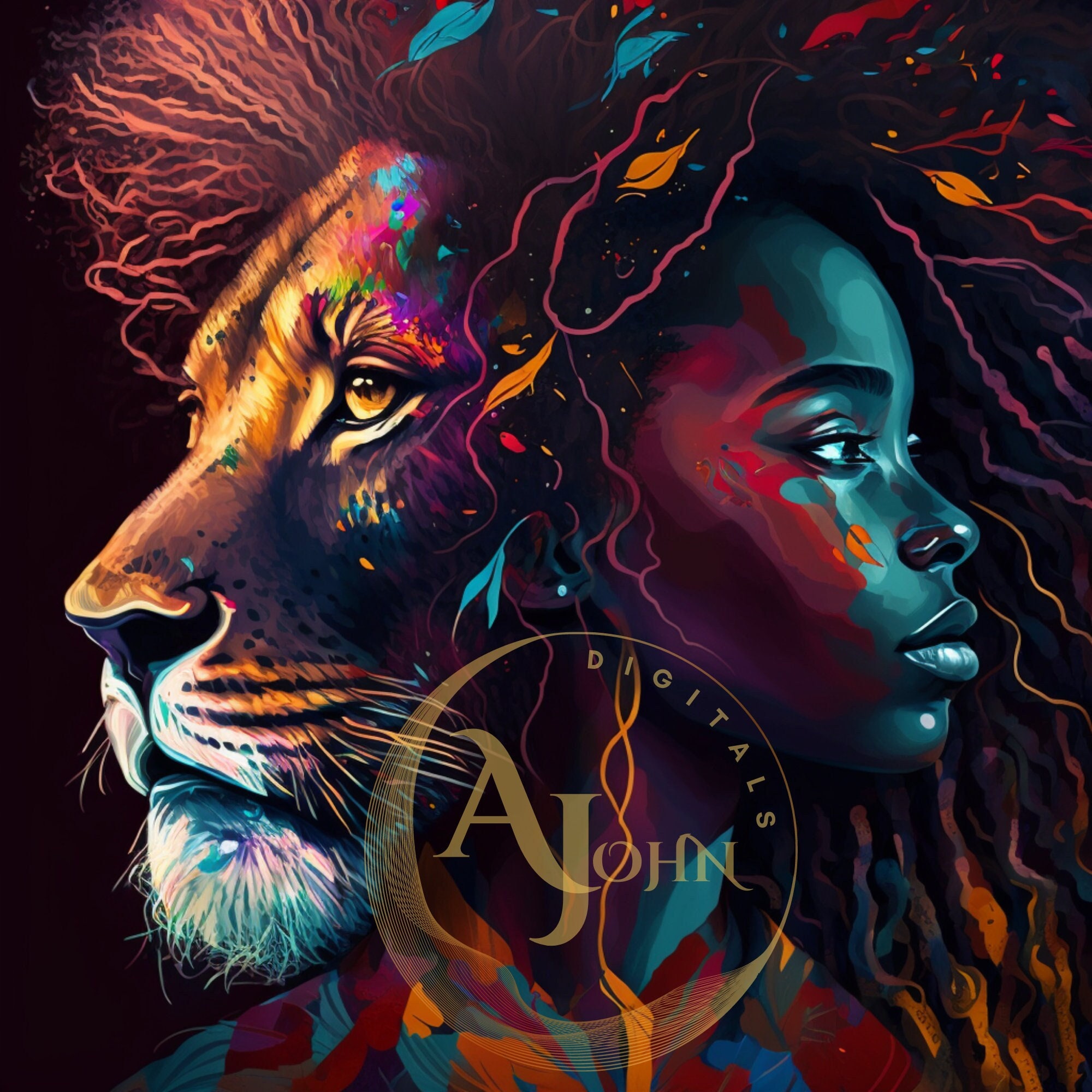 Beautiful Mane and Melanin, PNG, African American Woman and Lion, Ai ...