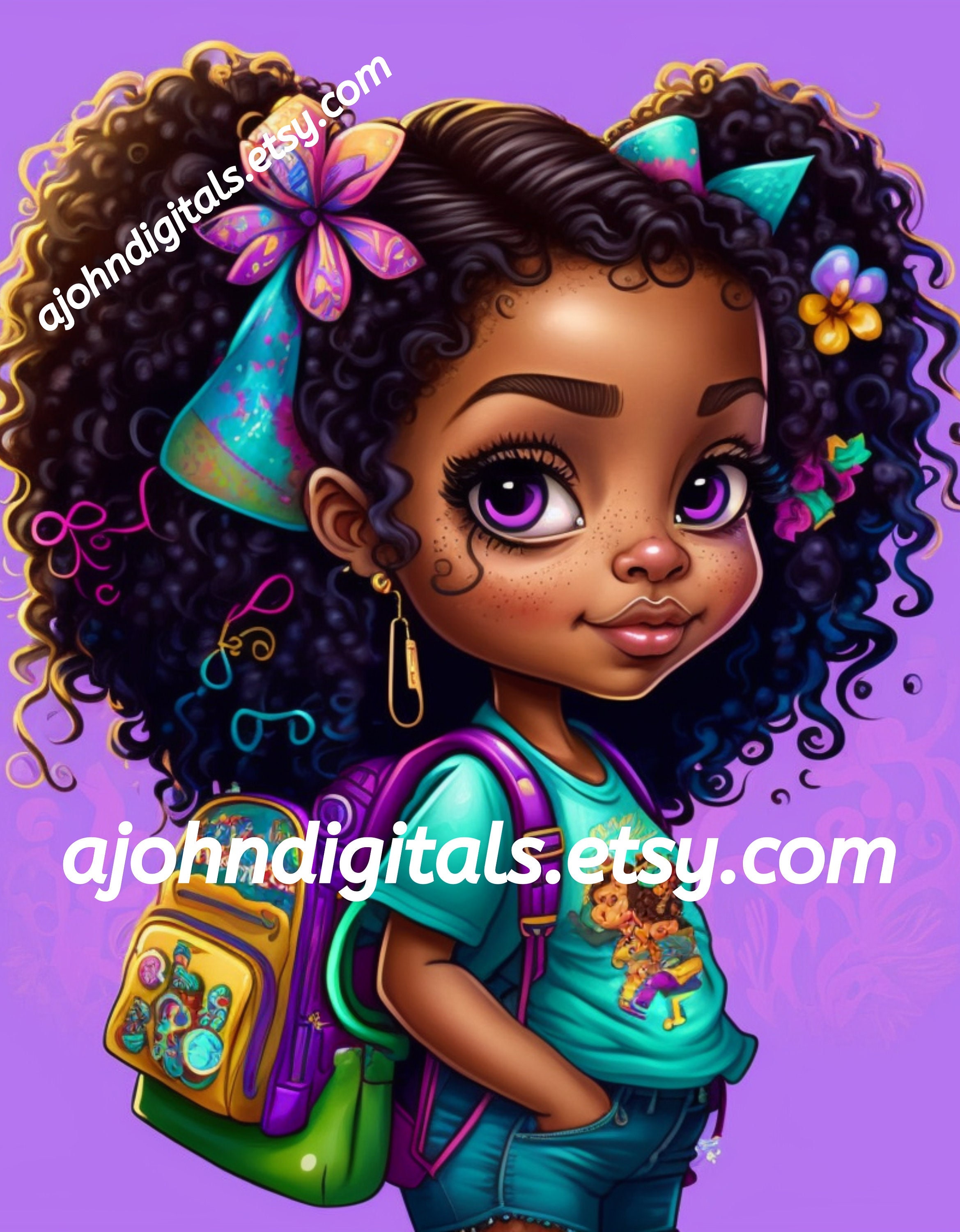 African American Chibi Cutie PNG, Chibi School Girl, Digital Download ...