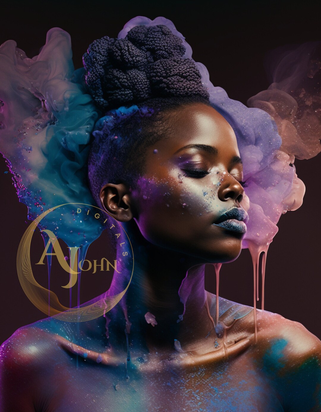 African American Cosmic Melanin Woman, PNG, Black Opal Cosmic ...