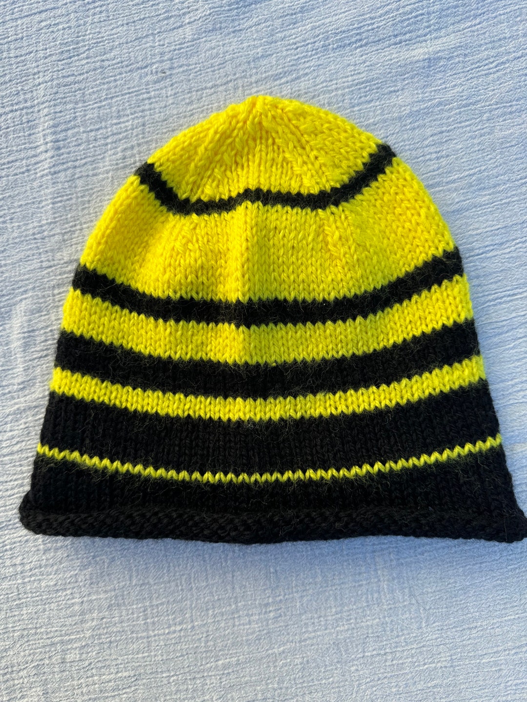 Hand Knitted in the US, Organic Merino Wool and Acrylic Hat / Beanie ...