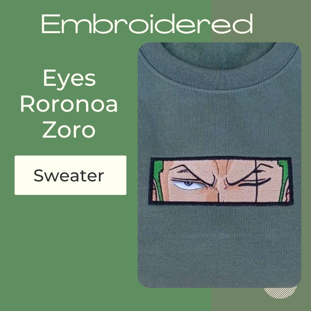 Roronoa Zoro Inspired Embroidered Anime Crewneck Sweater - Etsy