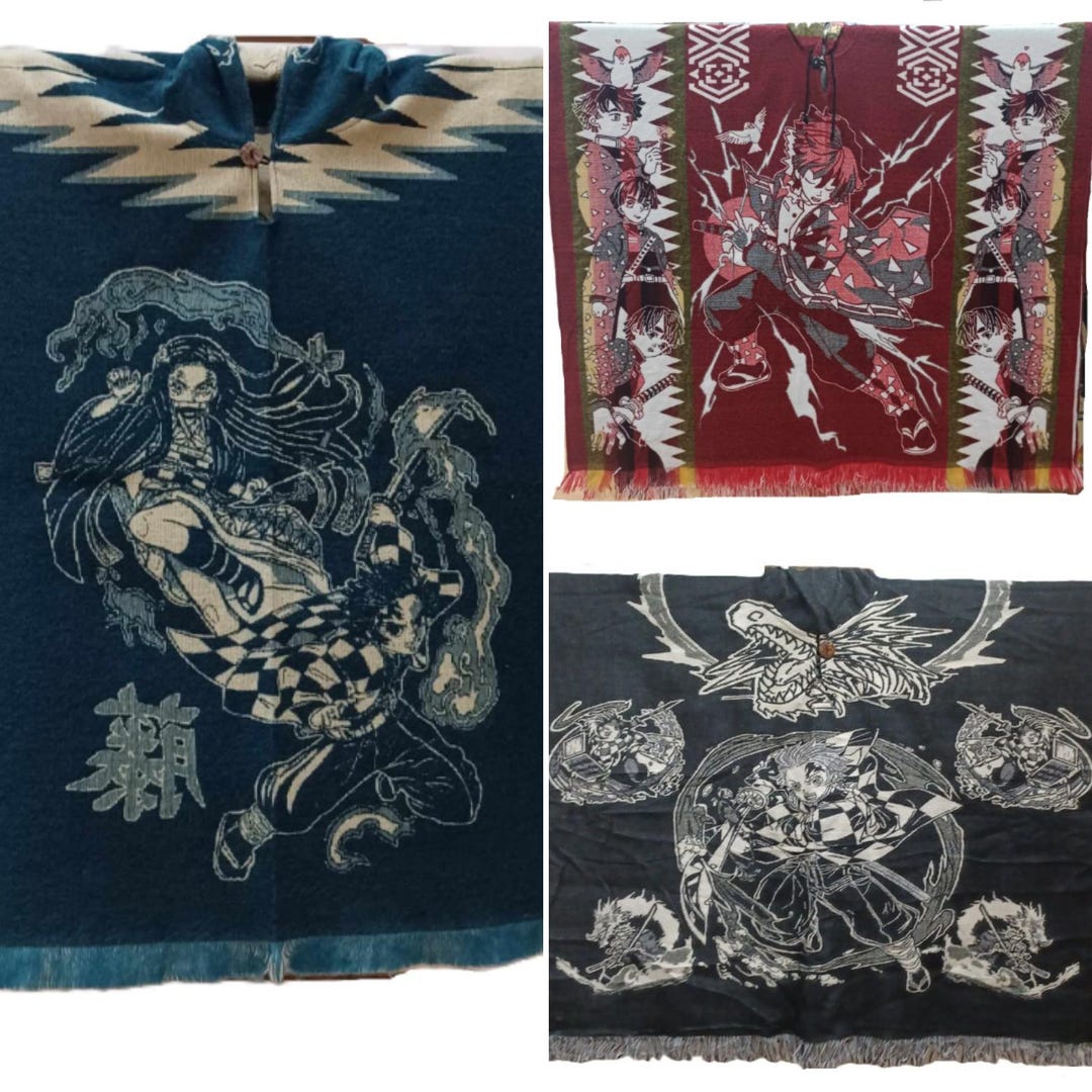 Demon Slayer Alpaca Poncho, Japanese Anime - Etsy