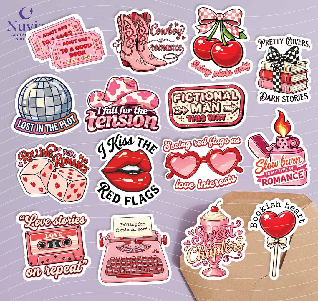 Retro Romance Book Stickers - Waterproof Vinyl Decals, Bookish Theme - Etsy