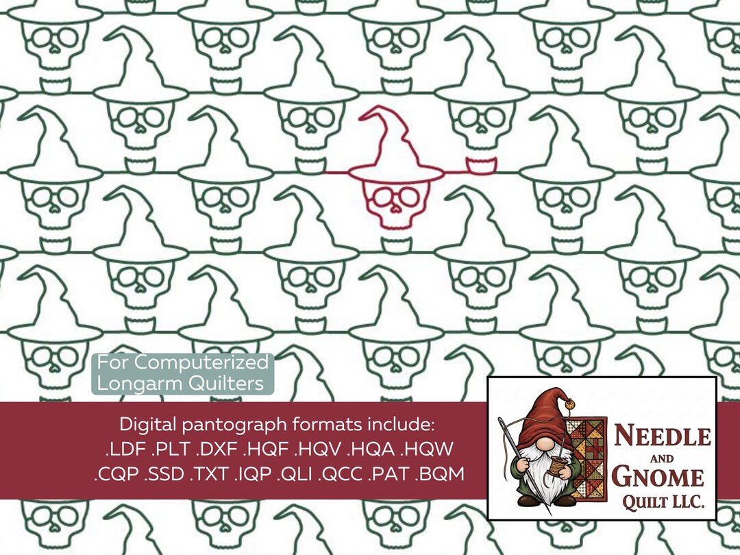 Witch Skull - Digital Longarm Quilting Design for Edge to Edge ...