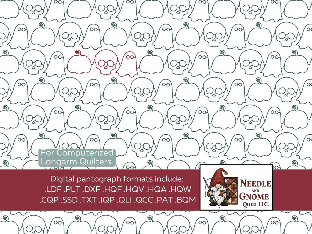 Spooky Pumpkin Skull Ghosts Quilting Design: Edge to Edge Pantograph ...