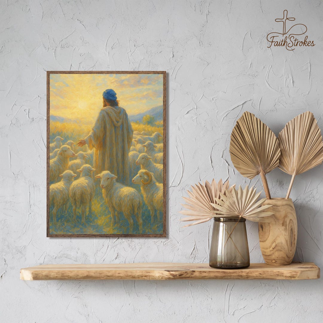 Jesus the Good Shepherd: Christian Wall Art, Bible Story Painting ...