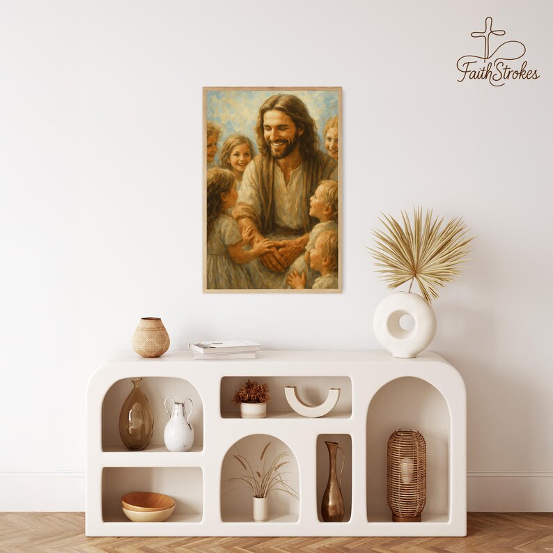Jesus With Children Art: Christian Home Decor, Catholic Wall Art ...