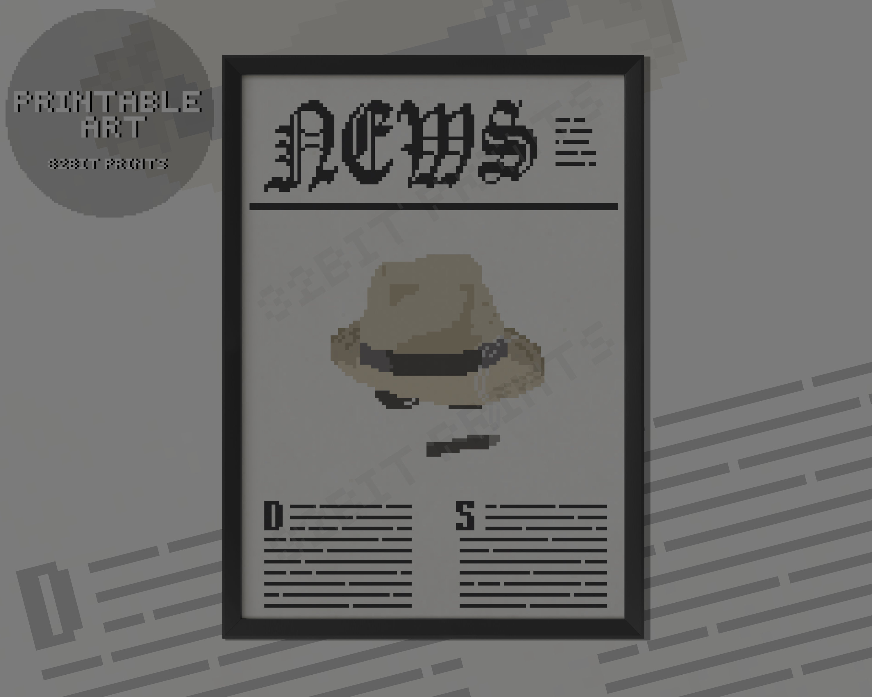 Pixel Art Printable Thug Life Newspaper Pixel Art Poster Computer Game ...