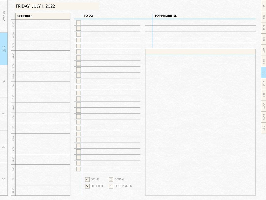 Digital Planner / Calendar 2022-2023 for iPad or Tablet PDF - Etsy