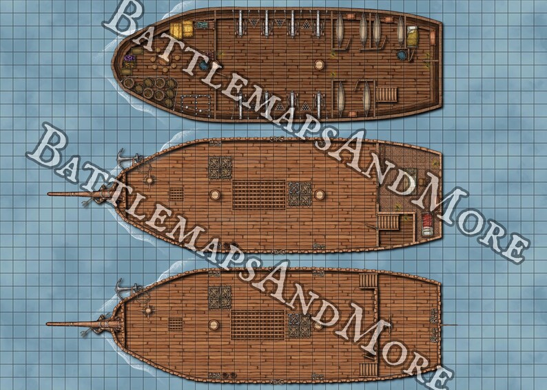 Ship Map, Pen and Paper, Printable Map, Battle Map, Roll20, Digital Map ...
