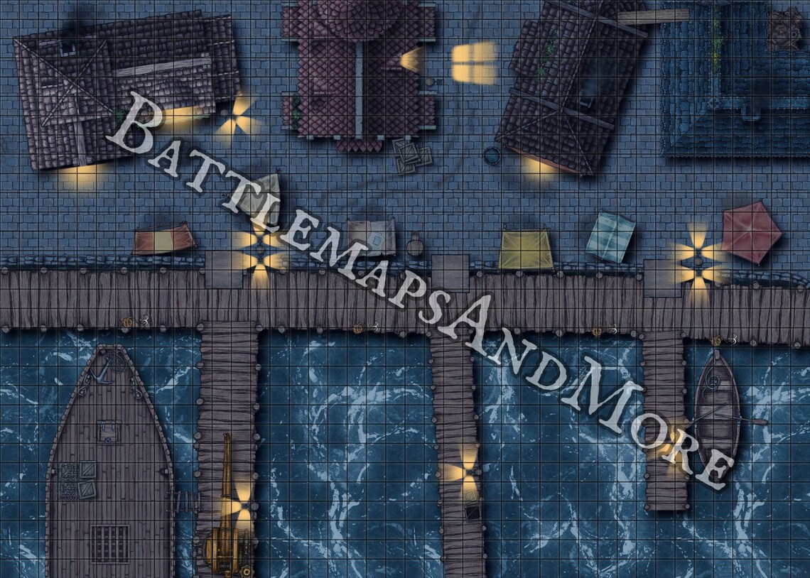 Battle Map, Pier, Harbor, Pen&paper, RPG, Roll 20, Digital Map, Dnd ...