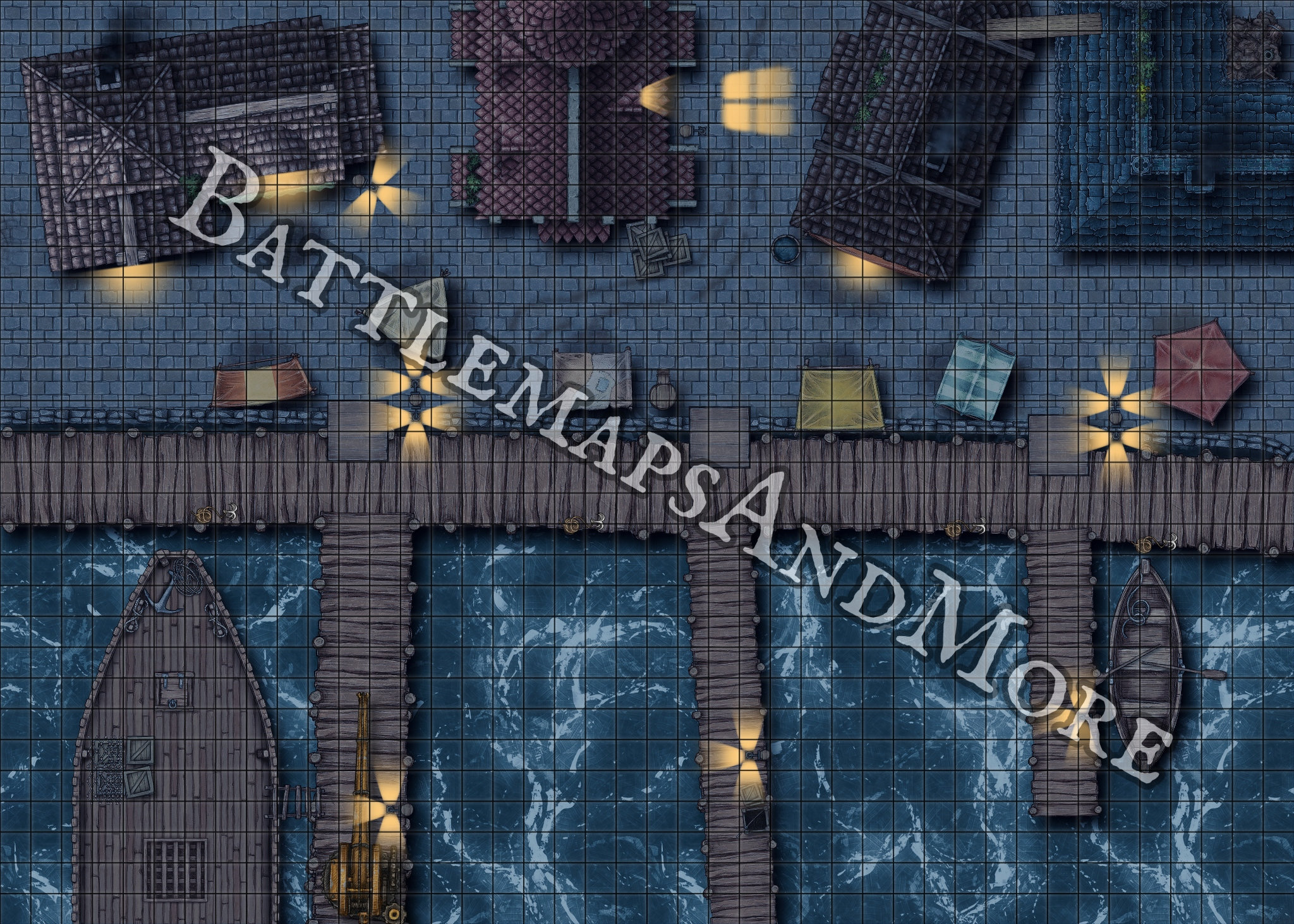 Battle Map, Pier, Harbor, Pen&paper, RPG, Roll 20, Digital Map, Dnd ...
