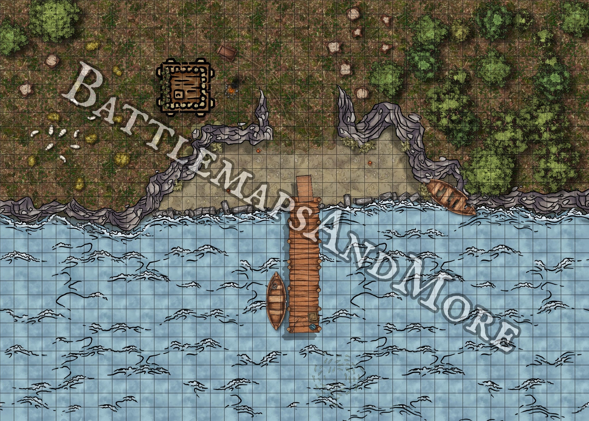 Battle Map, Coast, Watchtower, Jetty, Pen&paper, RPG, Roll20, Digital ...
